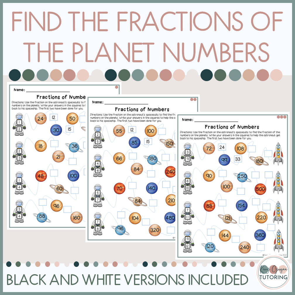 Fraction of Whole Numbers : Worksheets & Teaching Guide - Kerry Grogan ...